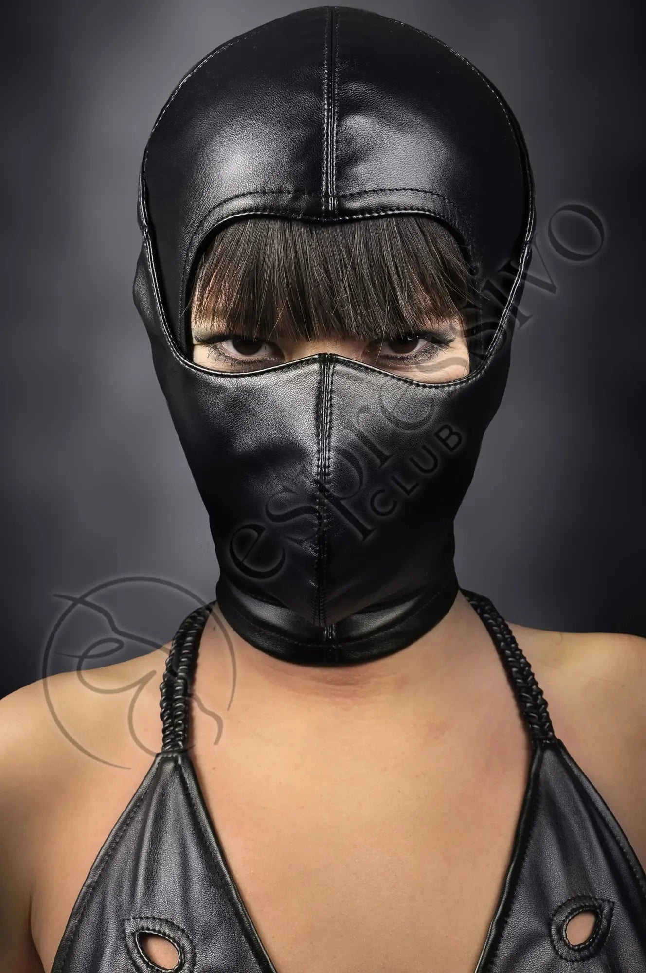 Bondage Set Of Open Face Bdsm Hood Leather Face Mask Espressivoclub