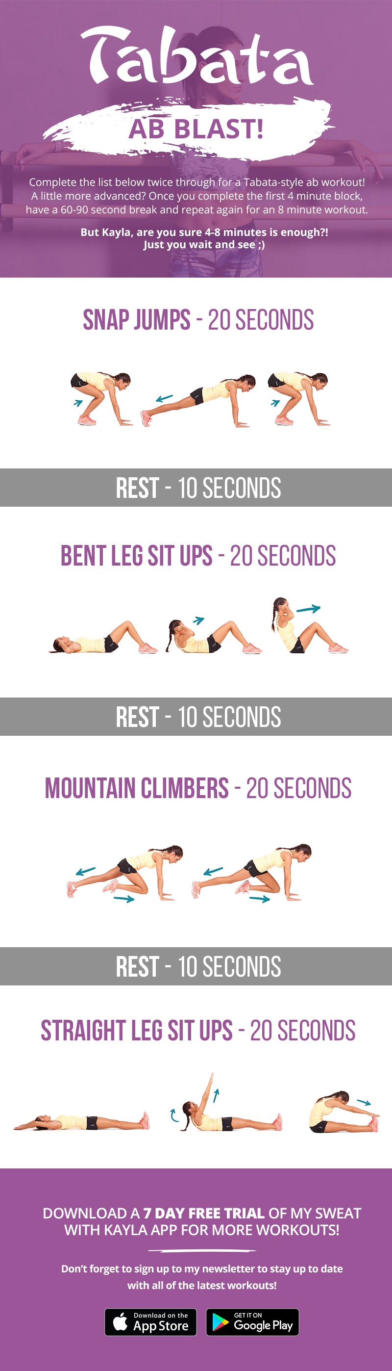 Tabata Ab Blast Workout Kayla Itsines