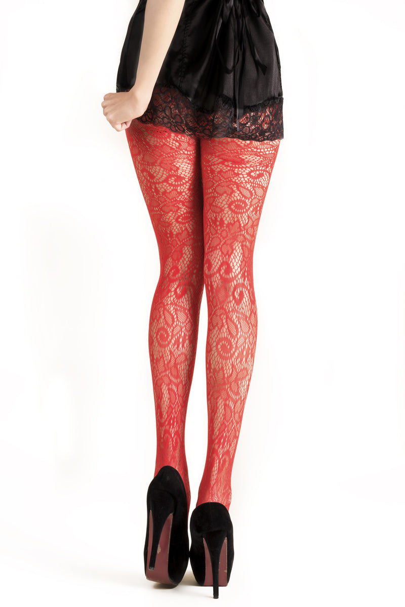 Retro Floral Vines Colored Fishnet Tights Iconoflash