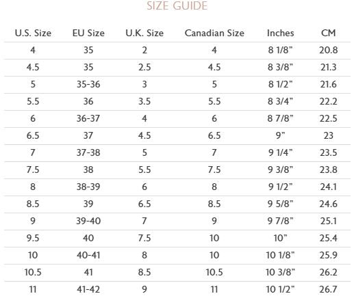 Italian Shoe Size Conversion Chart