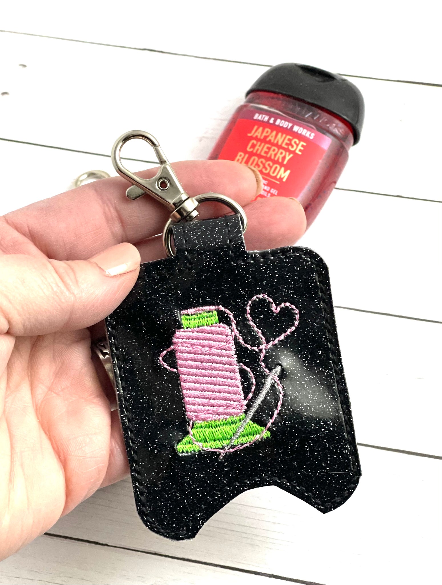 Sewing Love Hand Sanitizer Holder Snap Tab Version In The Hoop Embroid