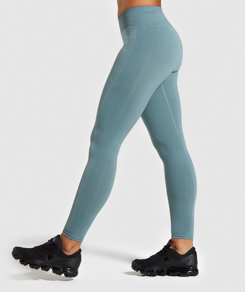 Gymshark Breeze Lightweight Seamless Tights Turquoise Gymshark