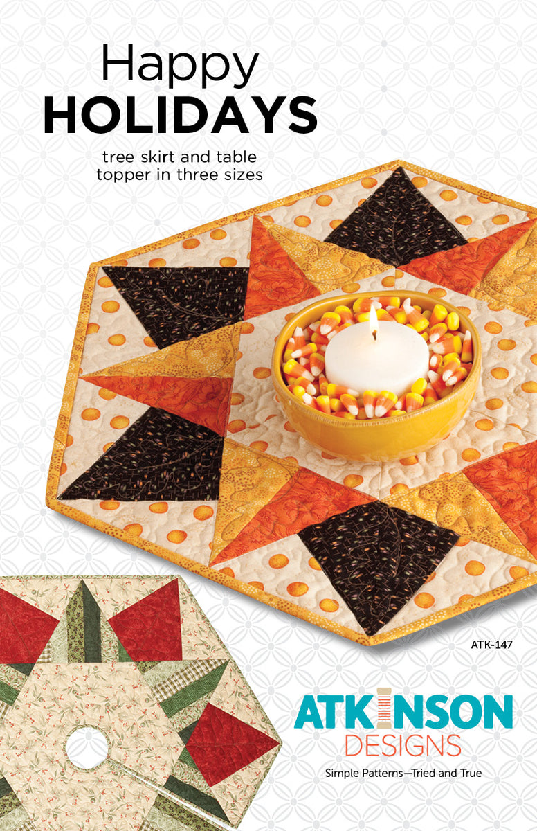 Happy Holidays Tree Skirt And Table Topper Pattern Atkinson Designs
