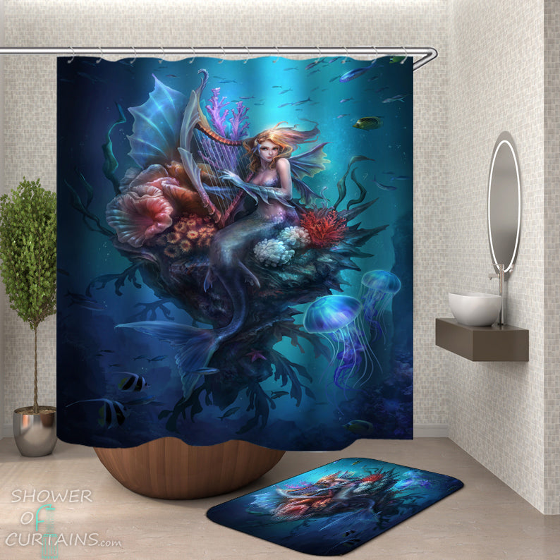 Mermaid Shower Curtain Collection Shower Of Curtains Tagged Ocean