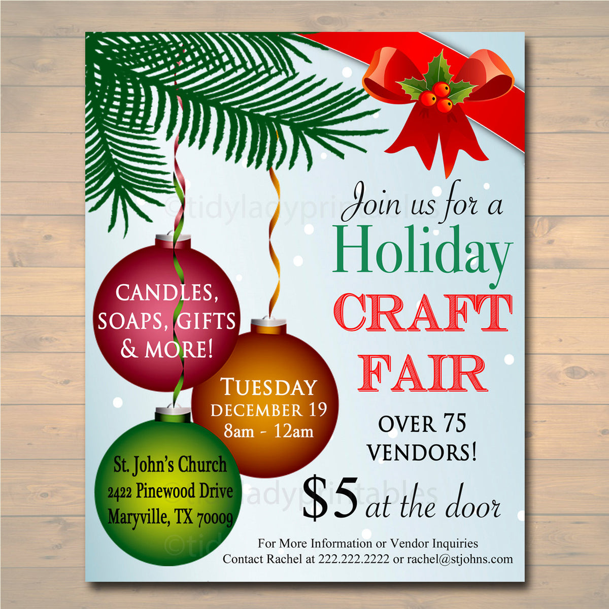 Holiday Craft Fair Flyer Christmas Craft Show Invitation Tidylady