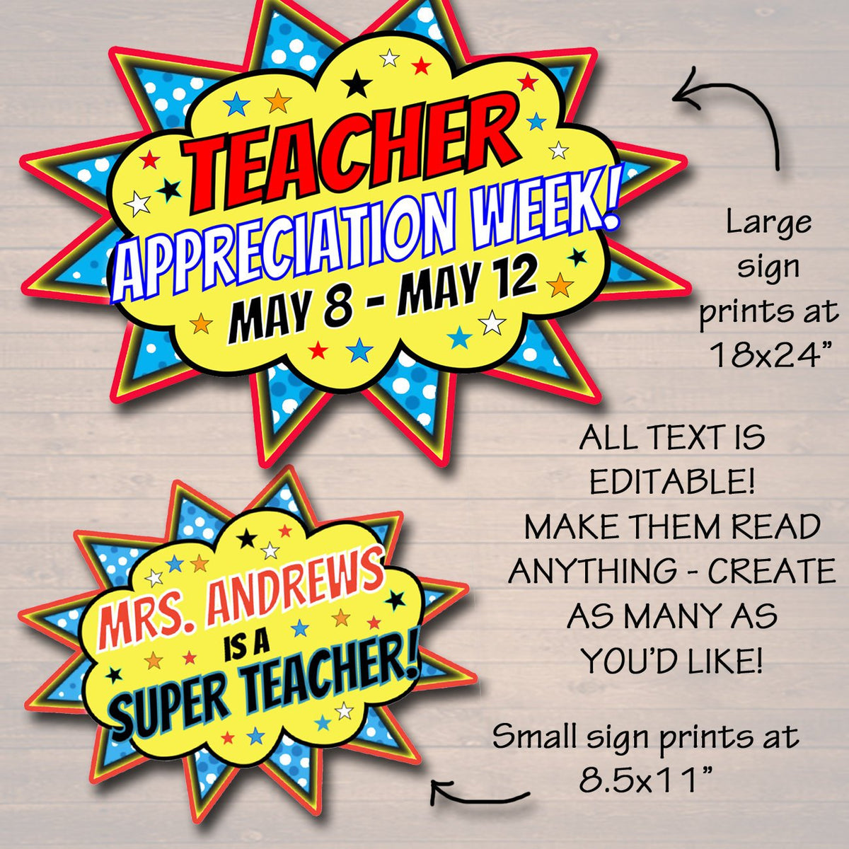 Teacher Appreciation Week Superhero Theme Printable Decor Tidylady