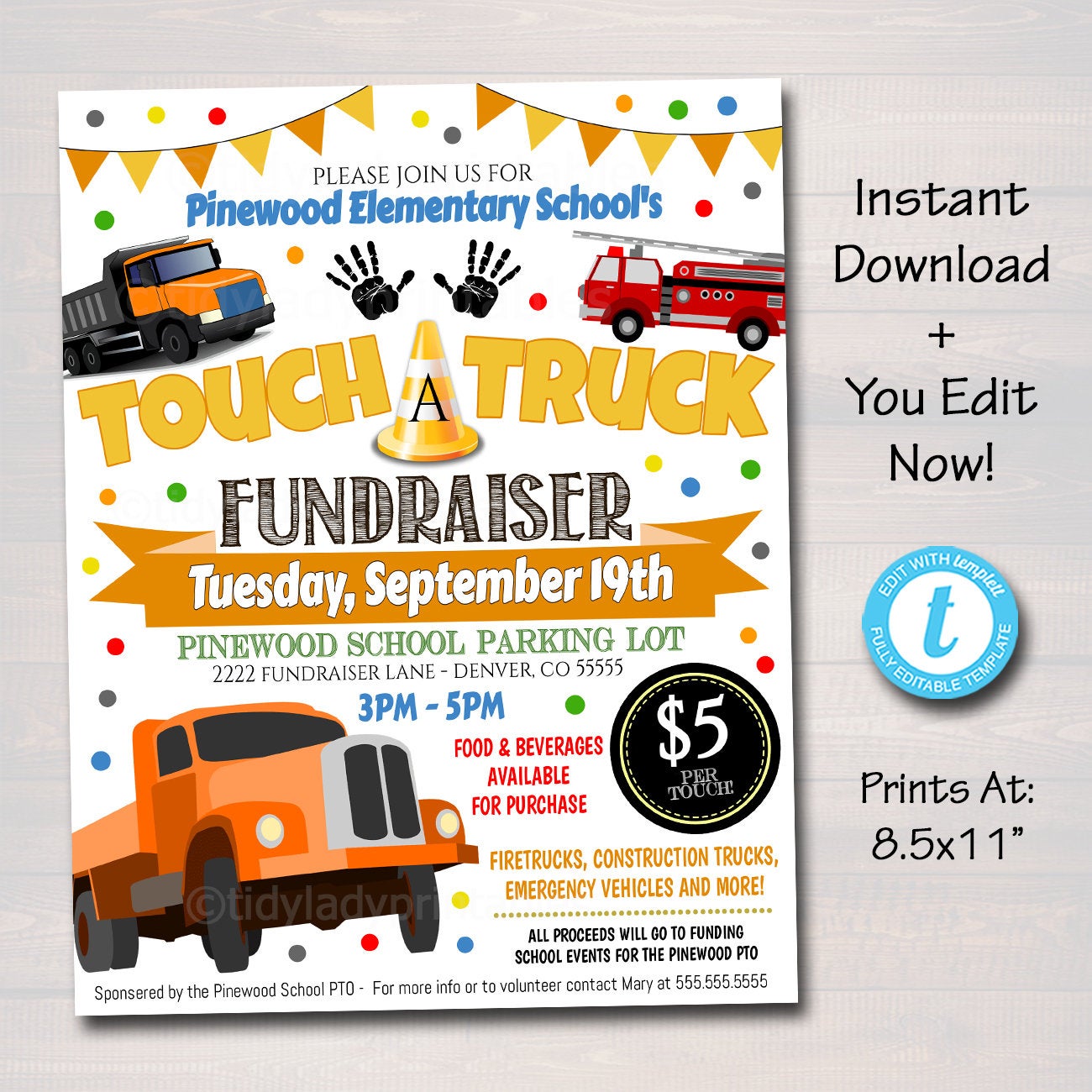 Touch A Truck Fundraiser Flyer Printable Template Tidylady Printables