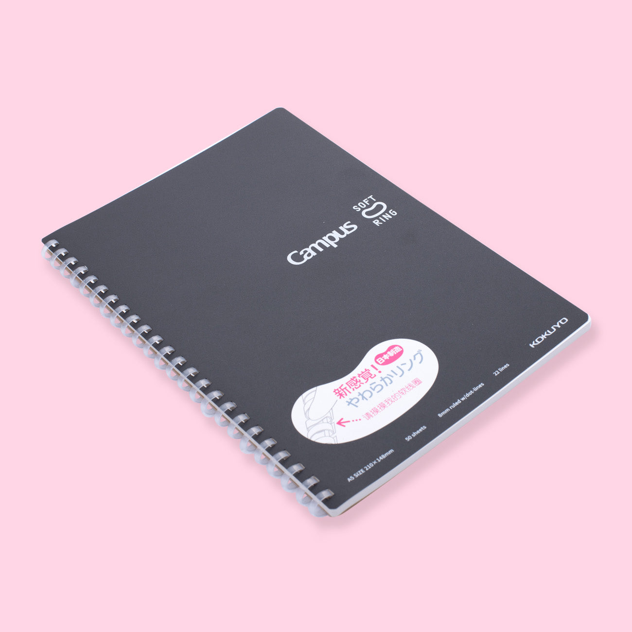 Kokuyo Campus Soft Ring Notebook A5 8 Mm Ruled Black — Stationery Pal