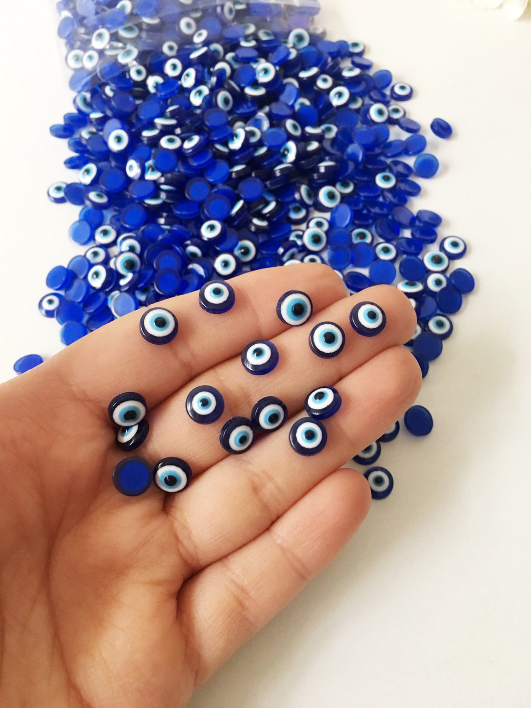 8mm Evil Eye Cabochons 20 Pcs Evil Eye Resin Cabs Blue Evil Eye Bead