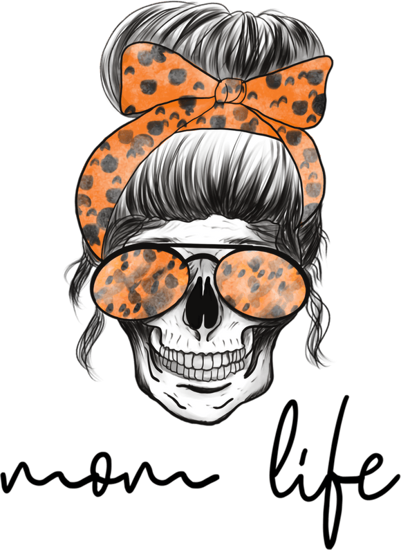 Mom Life Skull Messy Bun Halloween Design Transfer Southern Dream Ga