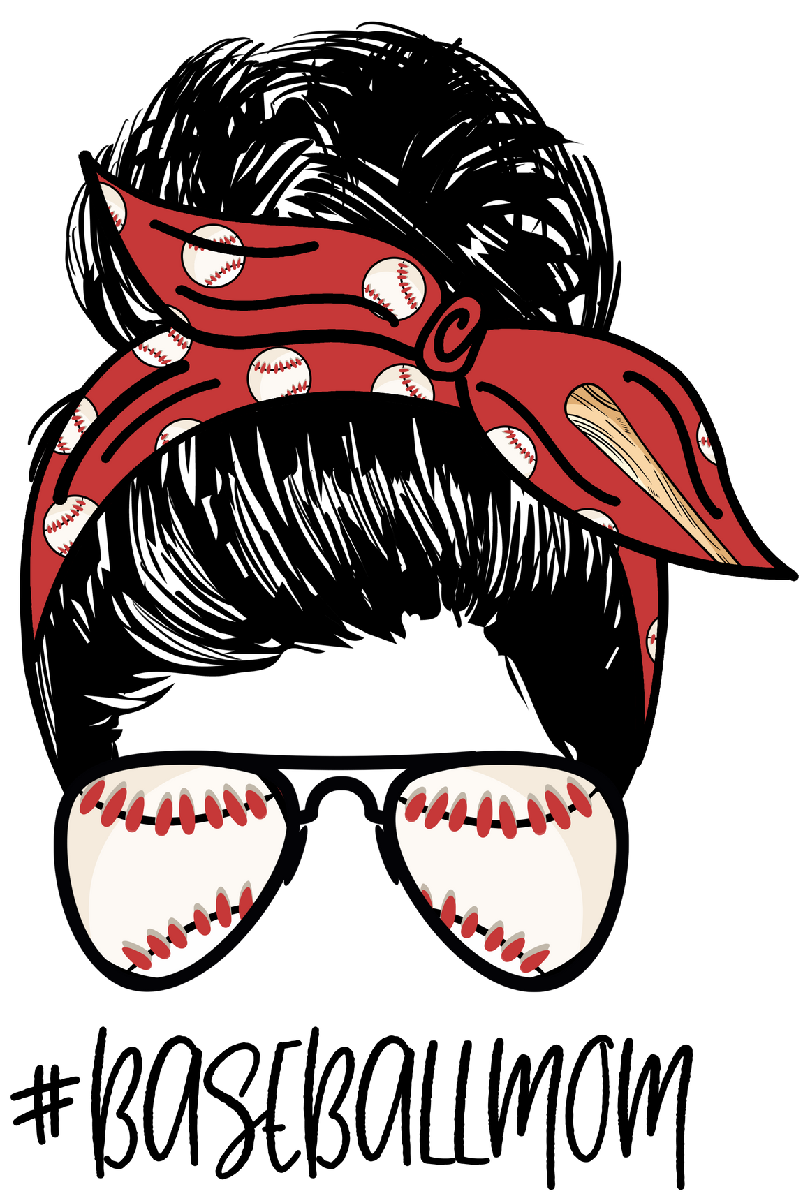 Baseball Mom Messy Bun Design Transfer Southern Dream Ga