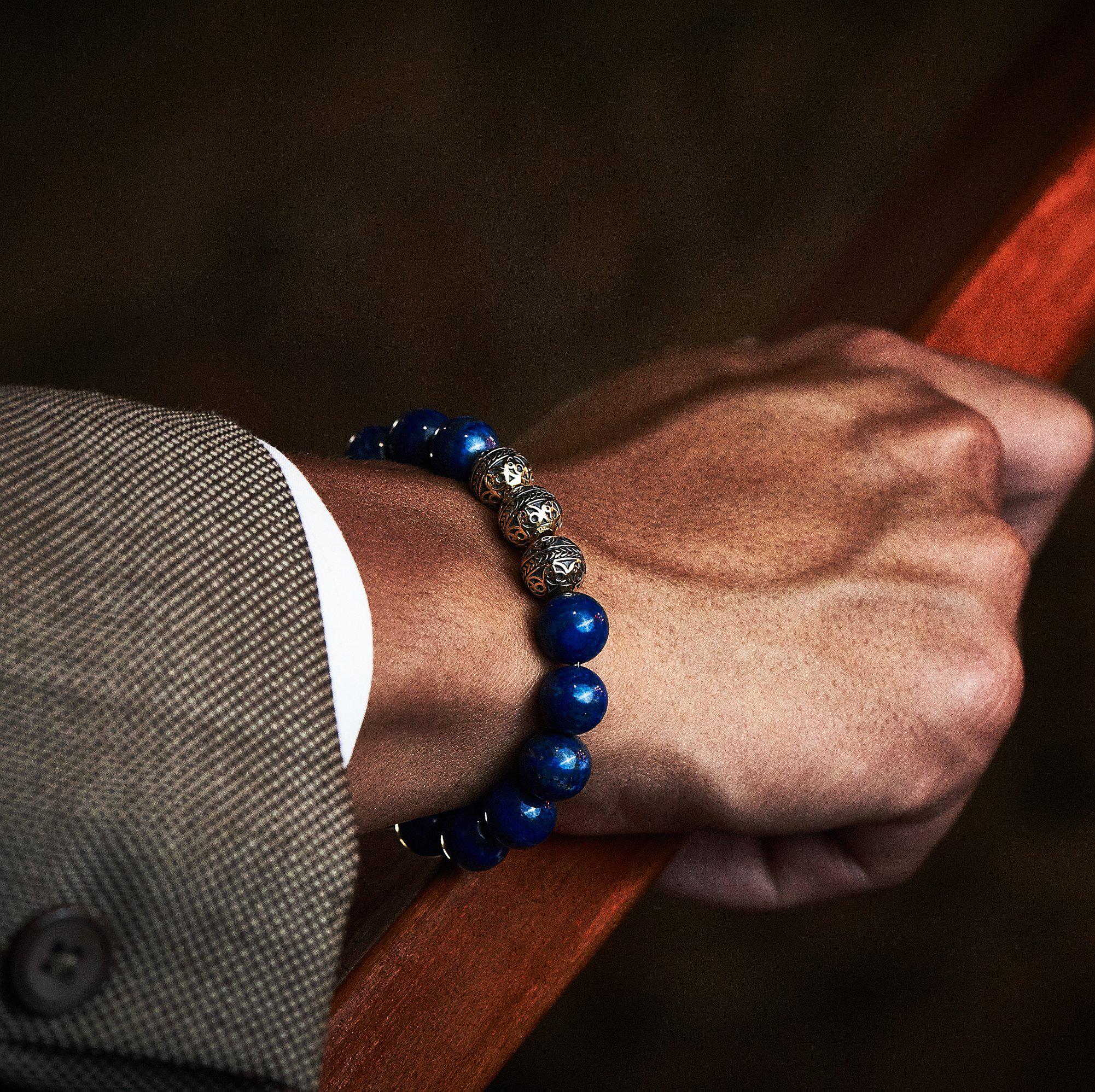 Gold Classic Lapis Lazuli Bracelet │mens Accessories│mens Bead