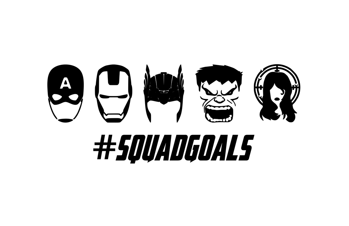 Squad Goals Captain America Iron Man Thor Hulk Black Widow Digit