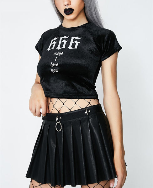 Summer 2018 Sexy Crop Top Harajuku Punk Rock Tshirt 666 Ways I Love Yo