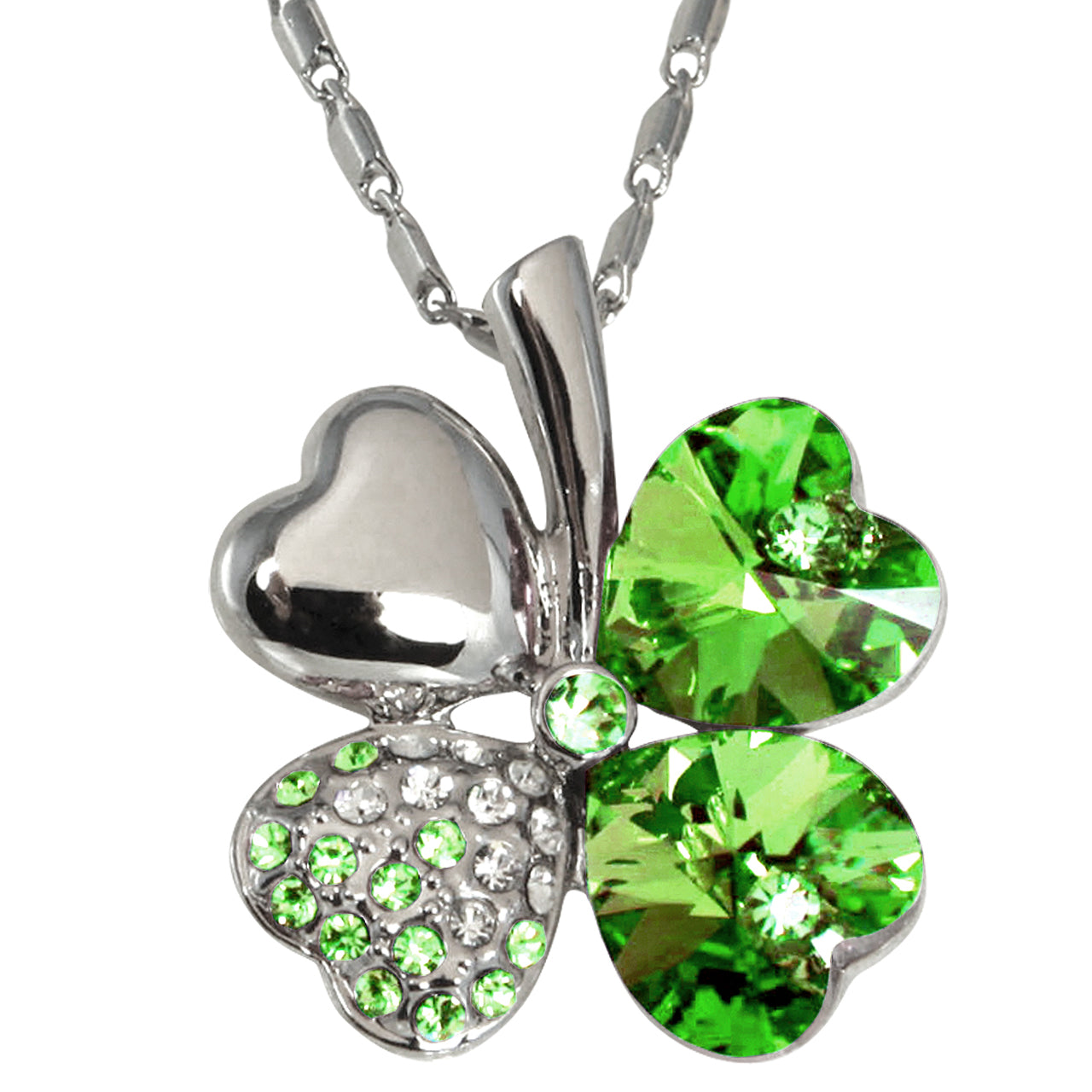 Four Leaf Clover Necklace With Swarovski Crystals Dahlia