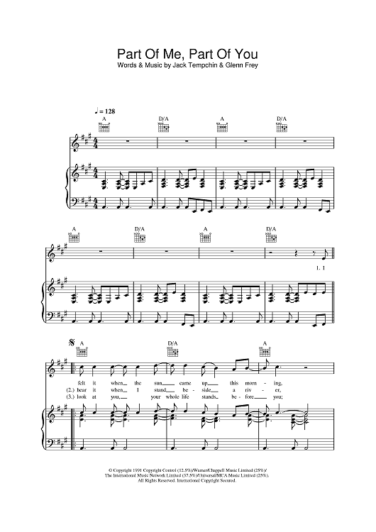 Part Of Me Part Of You Sheet Music By Glenn Frey For Pianovocal