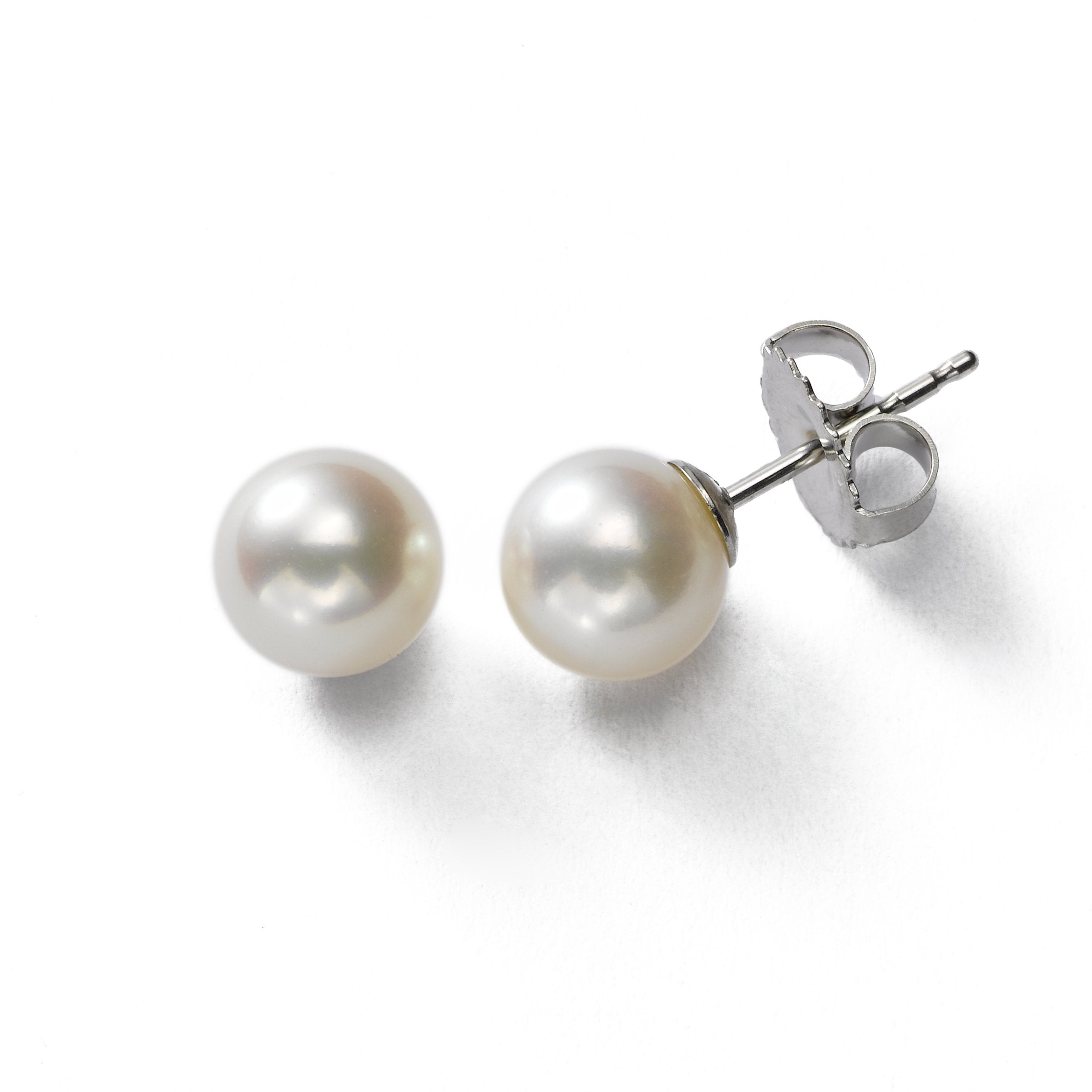 Freshwater Cultured Pearl Stud Earrings 98mm 14k White Gold Pearl