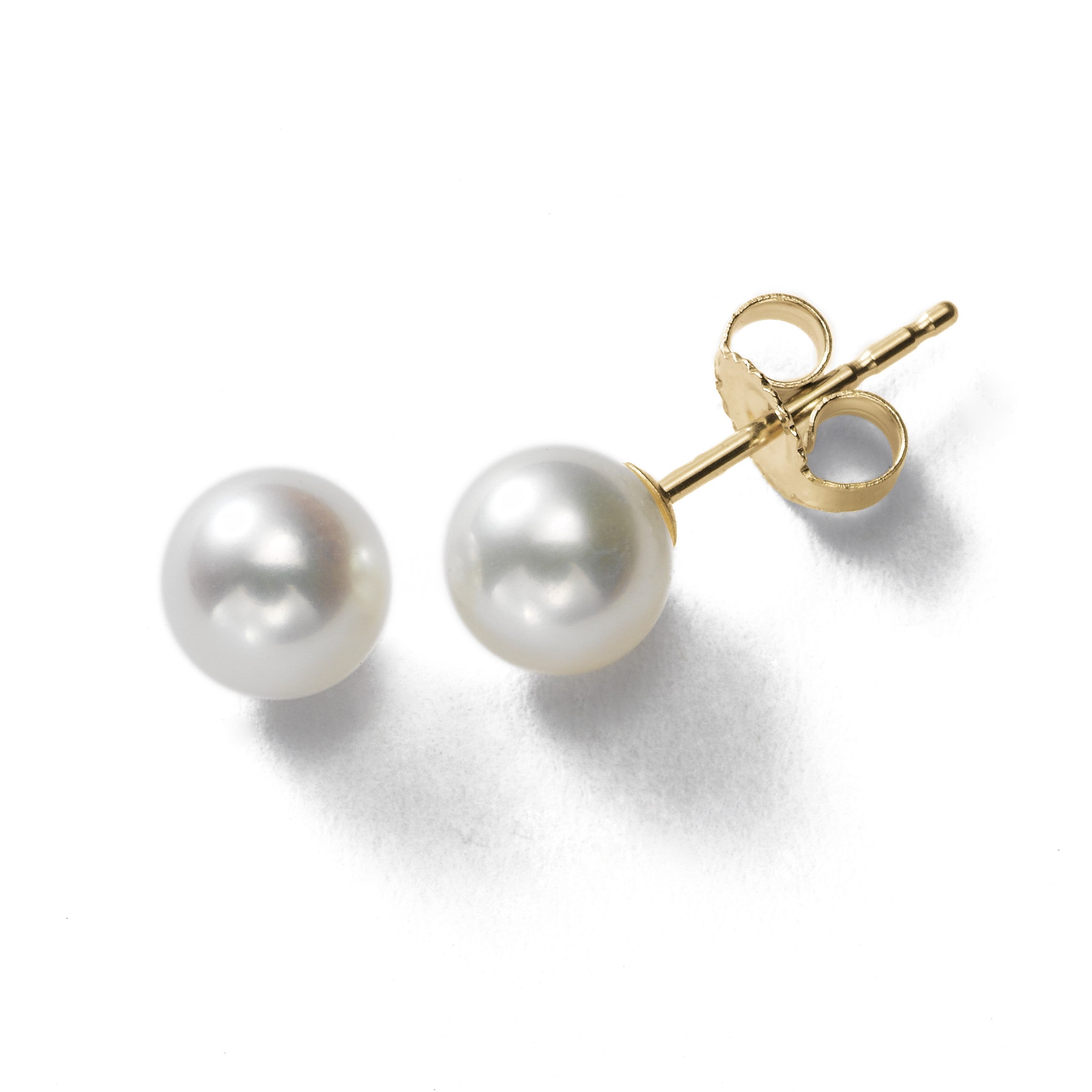 Freshwater Cultured Pearl Stud Earrings 75mm 14k Yellow Gold Pearl