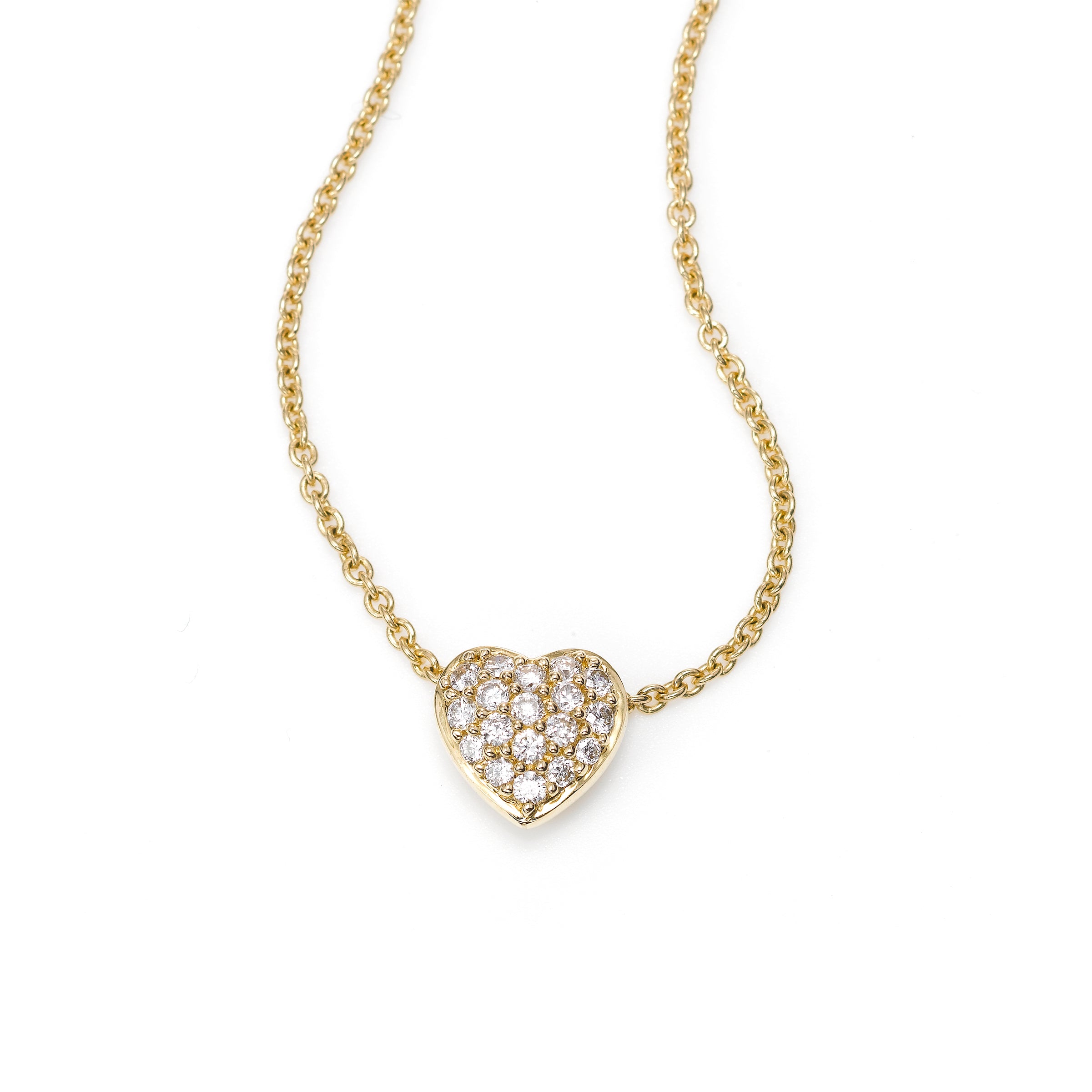 Small Pavé Diamond Heart Necklace 14k Yellow Gold Fortunoff Fine Jewelry