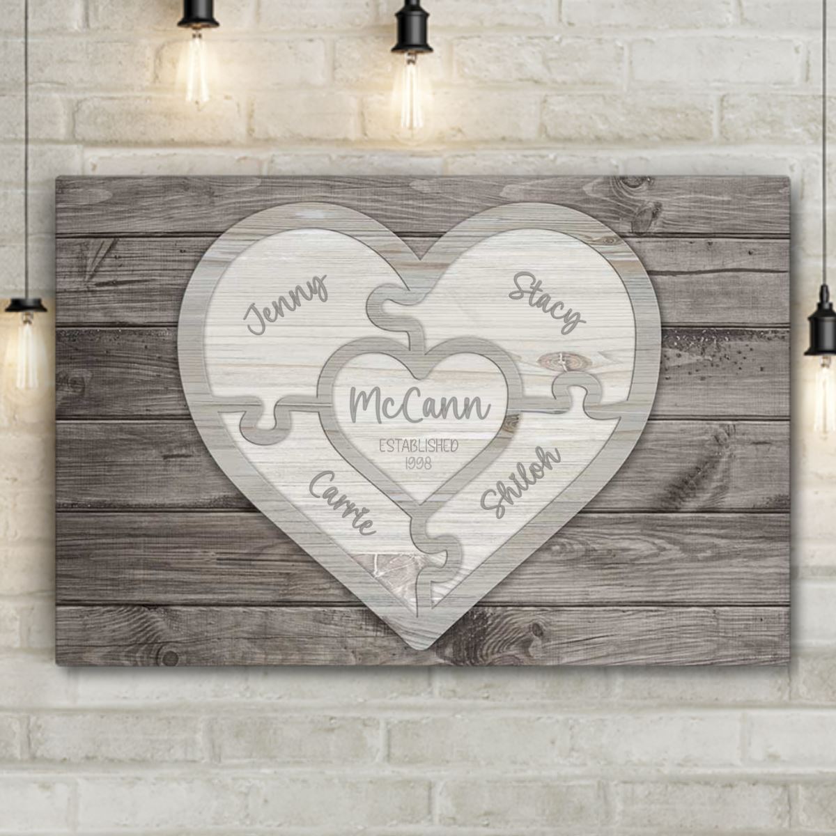 Personalized Wood Heart Puzzle For Mom On Canvas Wall Art Mothers Day