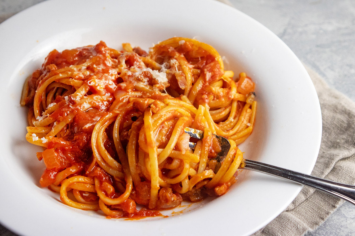 Pasta With Pancetta And Tomato Sauce Pasta Allamatriciana Giadzy