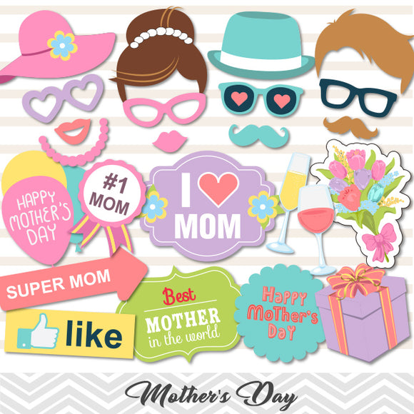 Happy Mothers Day Photo Booth Props I Love Mom Photo Booth Props