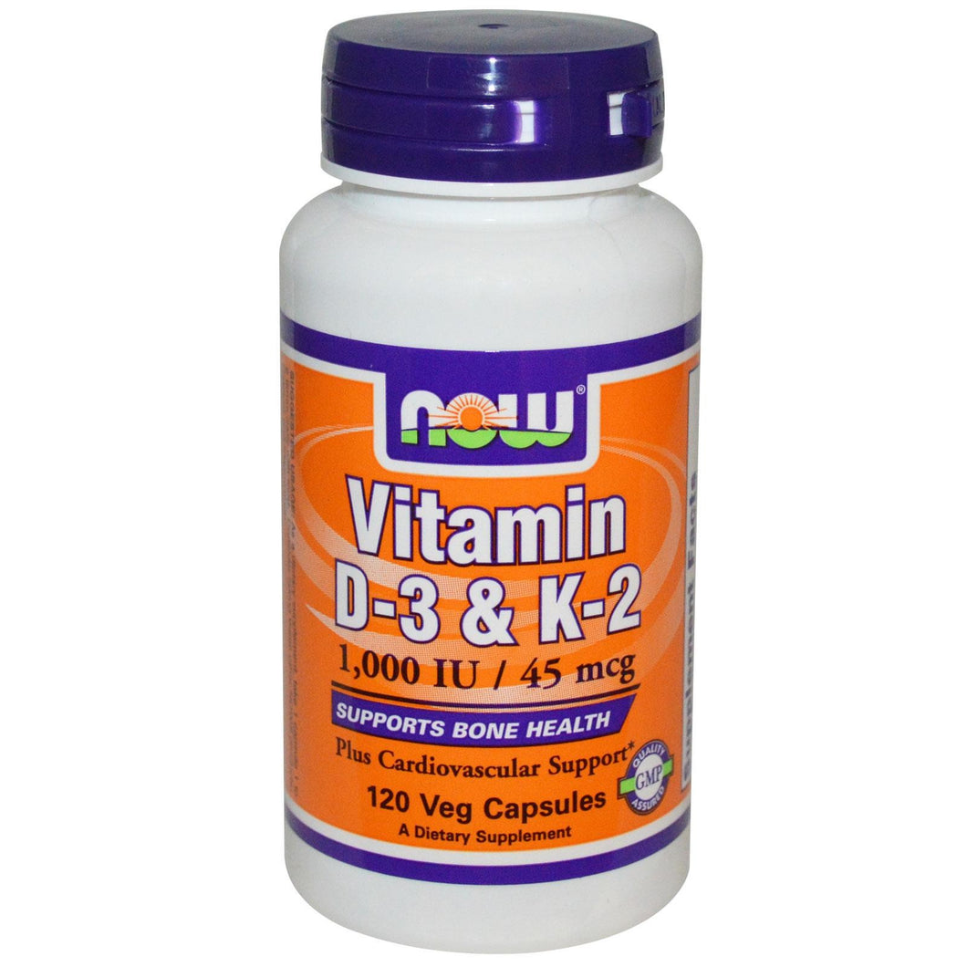 Vitamin D3 And K2 1000iu45mcg 120 Caps Now Foods Supplement