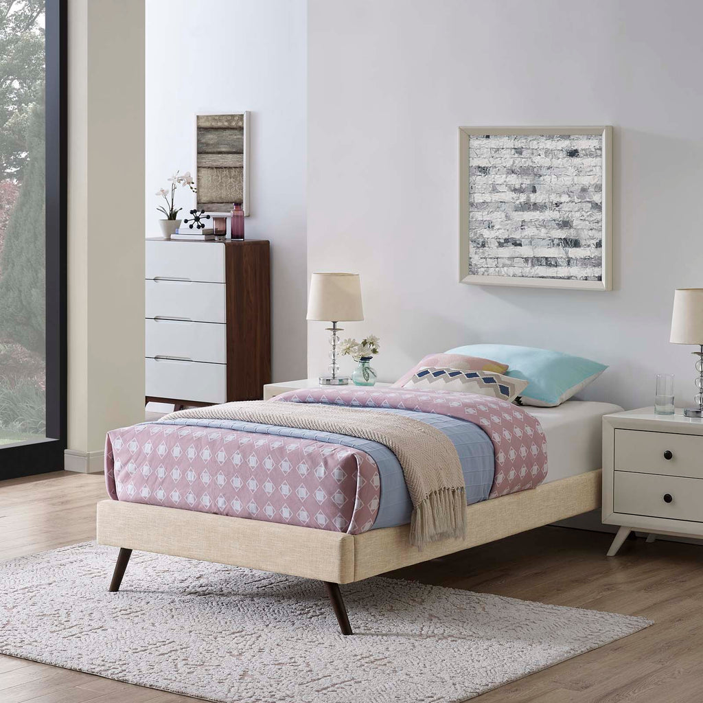 Loryn Twin Fabric Bed Frame With Round Splayed Legs