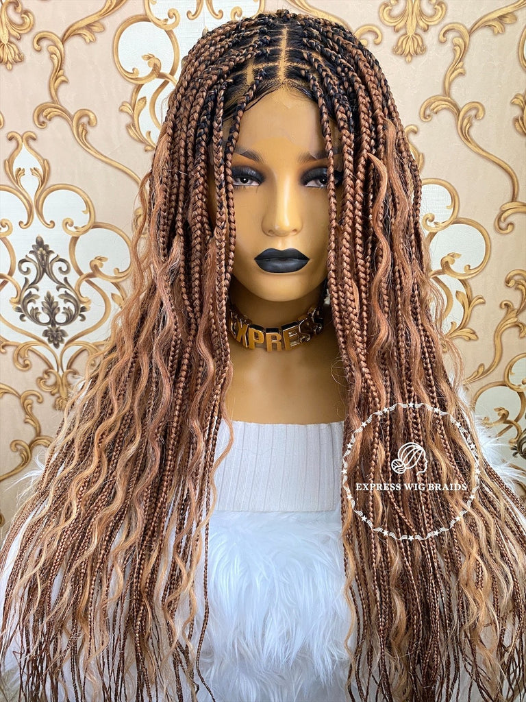 Large Boho Knotless Braids 2 With Highlights Of 30 Curled Ends