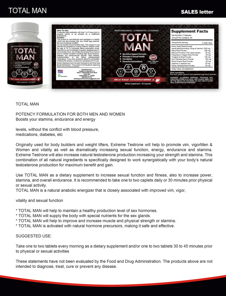 Total Man 1600mg For Increased Performance And Desire W