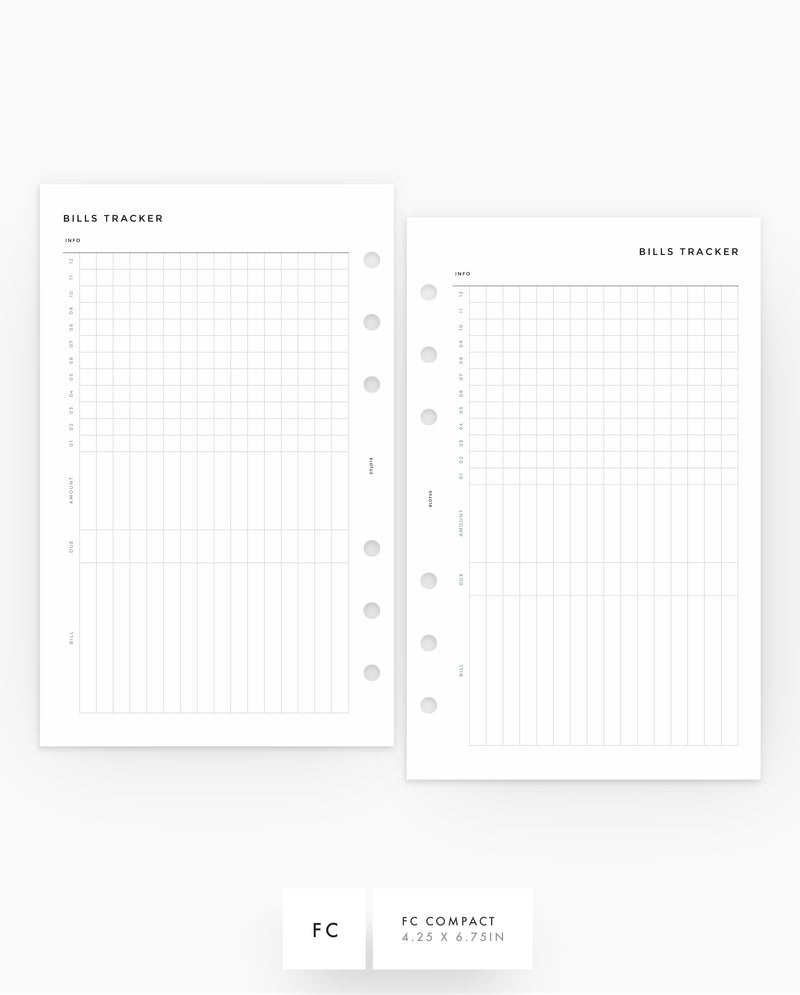 Printable Bills Tracker Planner Insert 8lotus 8lotus