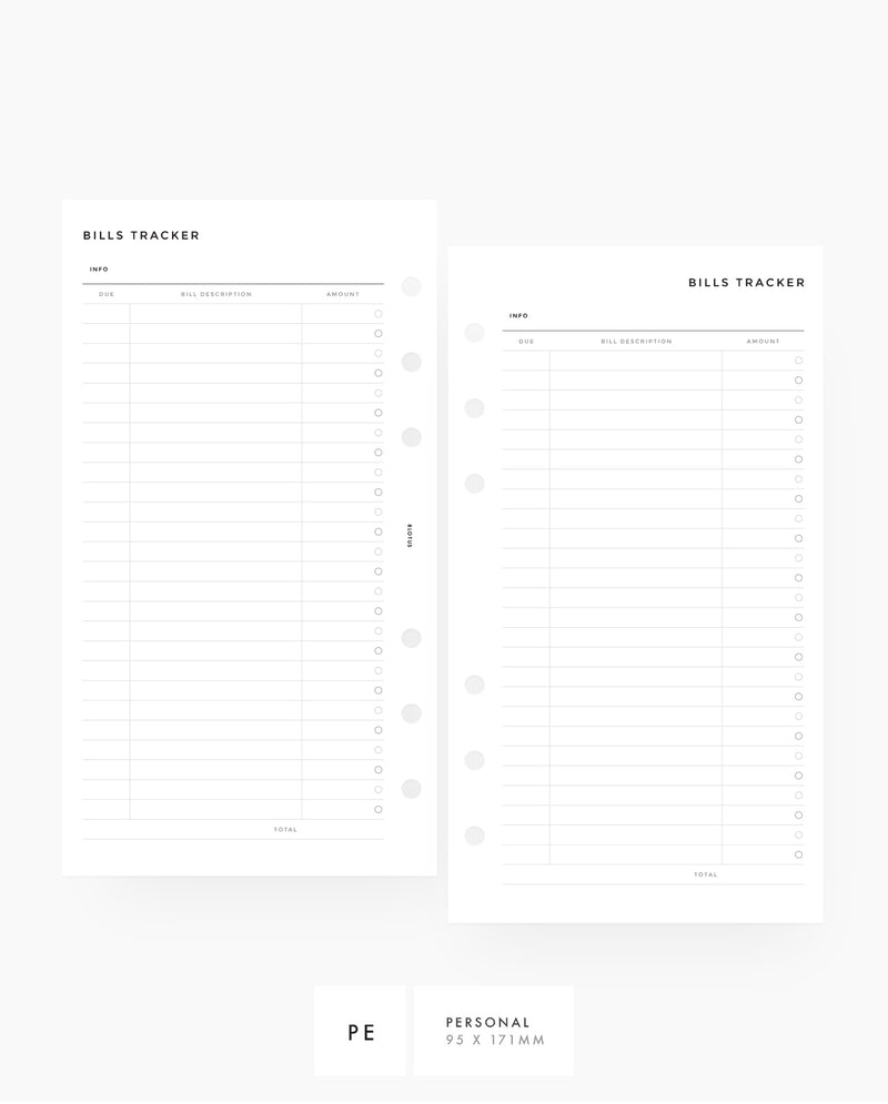 Printable Bills Tracker Planner Insert 8lotus 8lotus