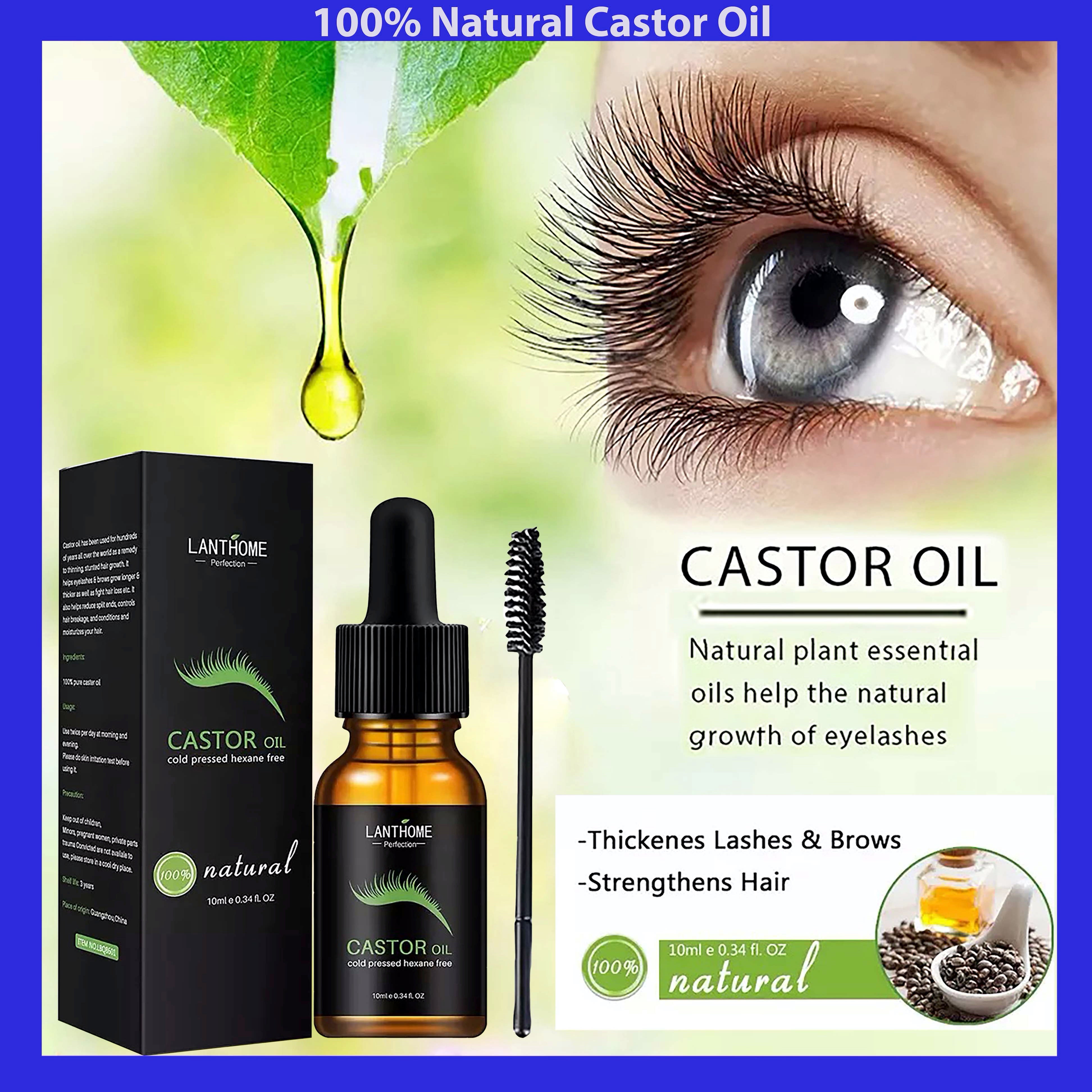 100 Pure Organic Castor Oil For Eyelashes Eyebrows Hair Growth Body C