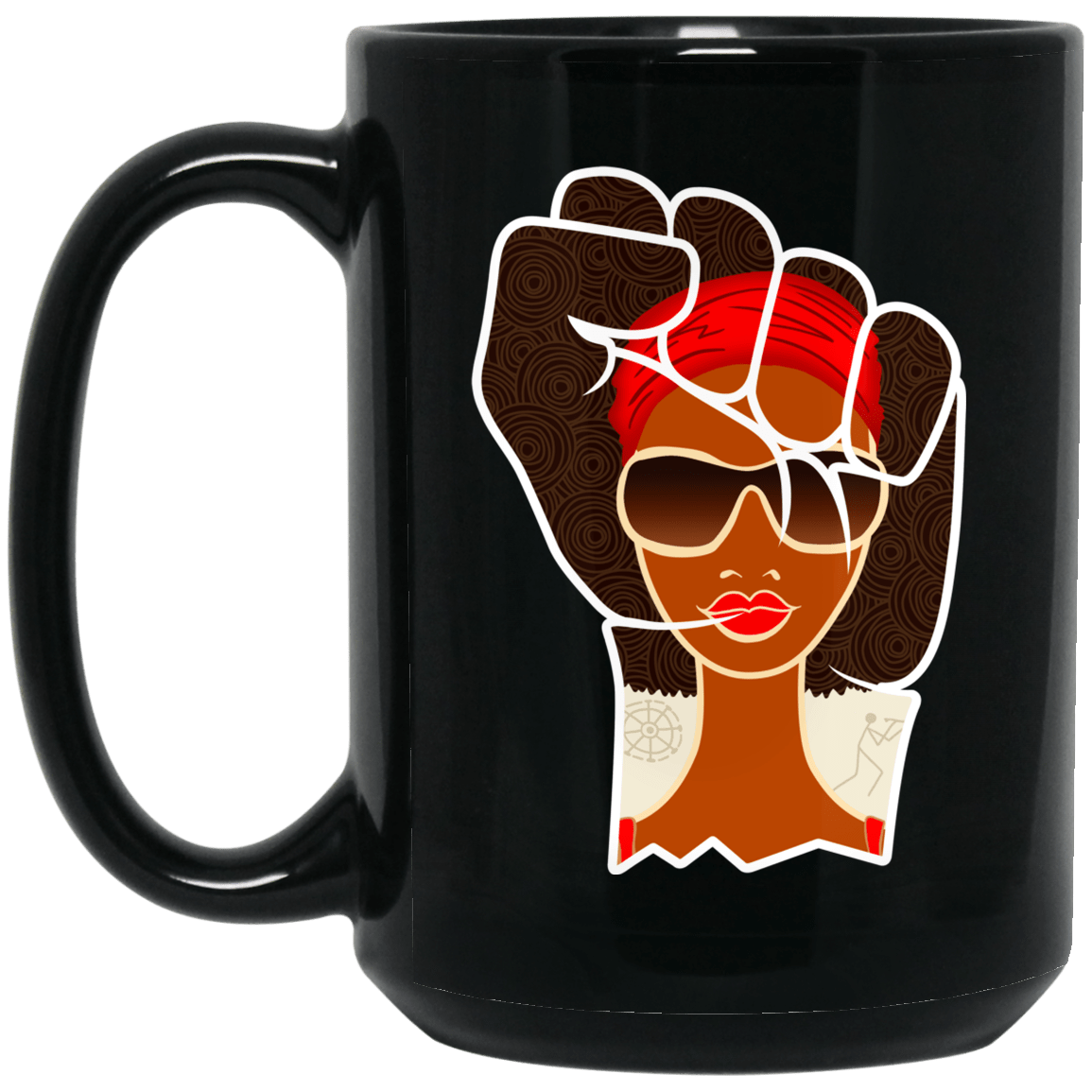 African American Coffee Mug Melanin Poppin Black Women Afro Girl Rock