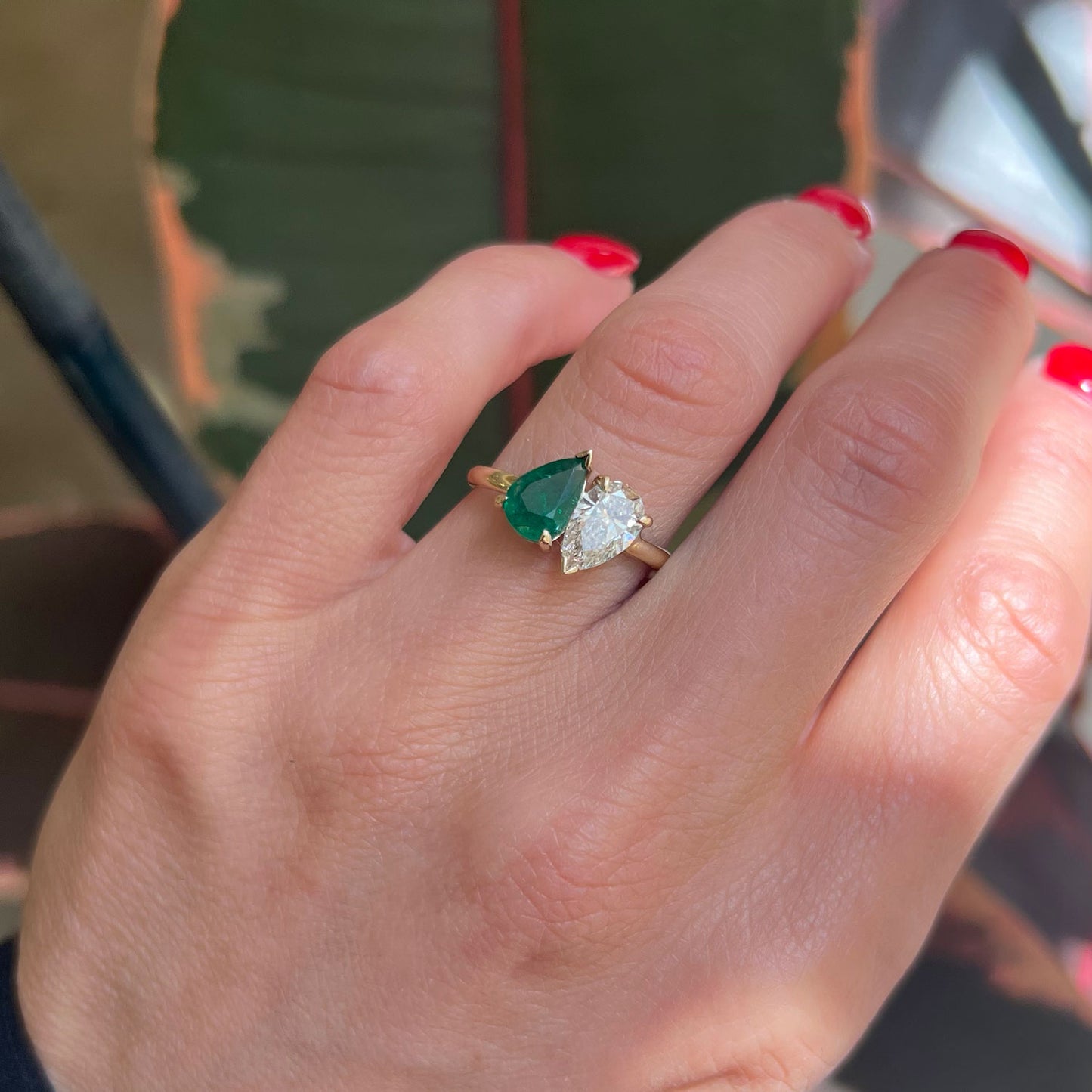 Pear Shaped Emerald And Diamond Toi Et Moi Ring Berlinger Jewelry