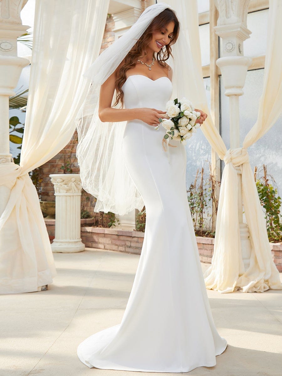 Elegant Strapless Simple Mermaid Eloping Wedding Dress