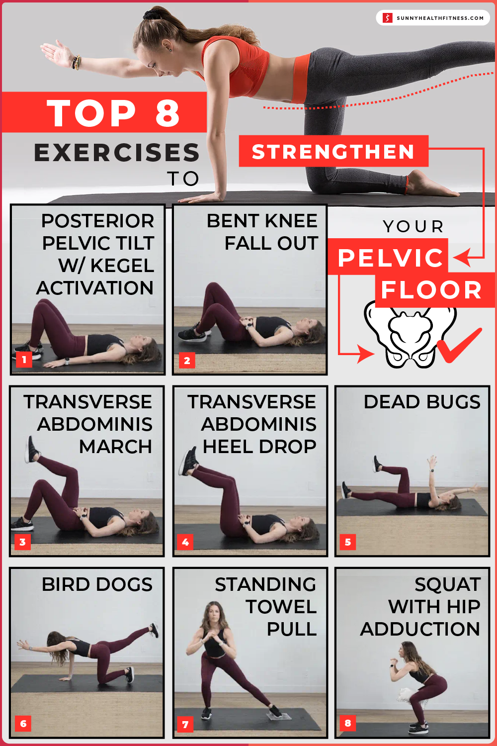 Top 8 Exercises To Strengthen Your Pelvic Floor Sunny Health And Fitness