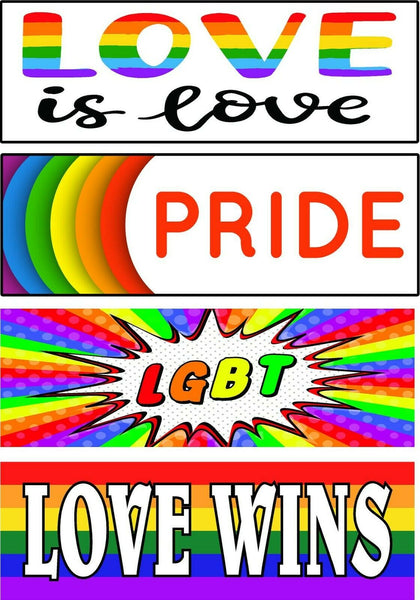 Set Of 4 Prank Magnetic Bumper Stickers Magnets Gay Pride Lgbt Love Wi