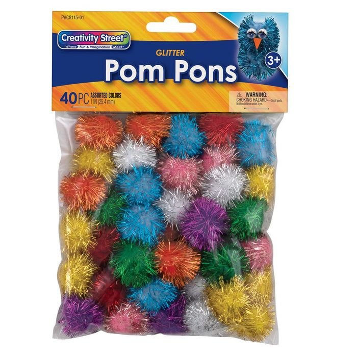 Glitter Pom Pons 40 Pieces — Cm School Supply