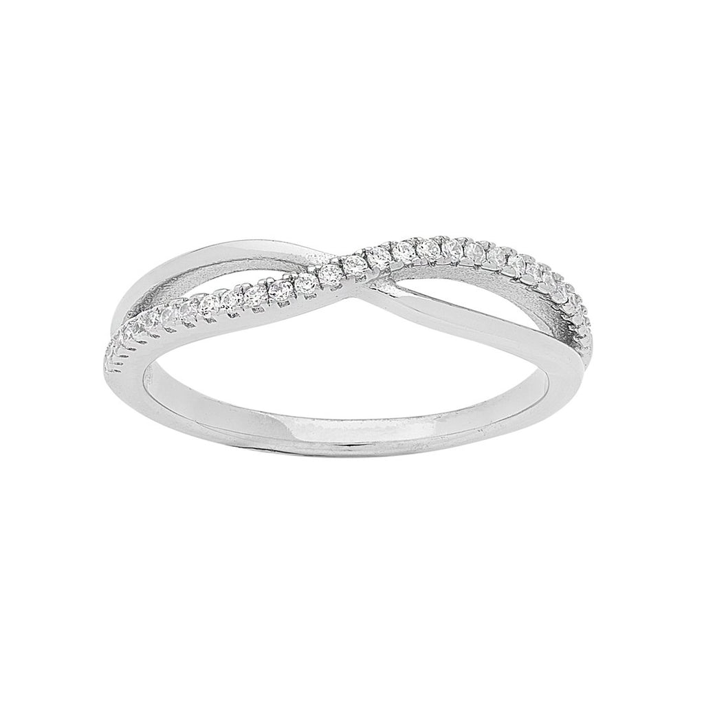 Sterling Silver Cubic Zirconia Infinity Ring Bk970014 Bevilles