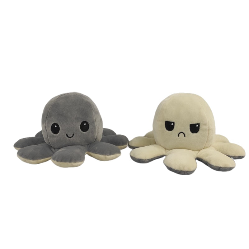 Reversible Flip Octopus Plush Soft Stuffed Toys Grey White Shopcoholik Uk