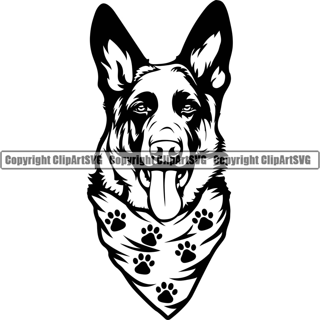 German Shepherd Dog Breed Pup Puppy Purebred Pedigree Scarf Dog Head