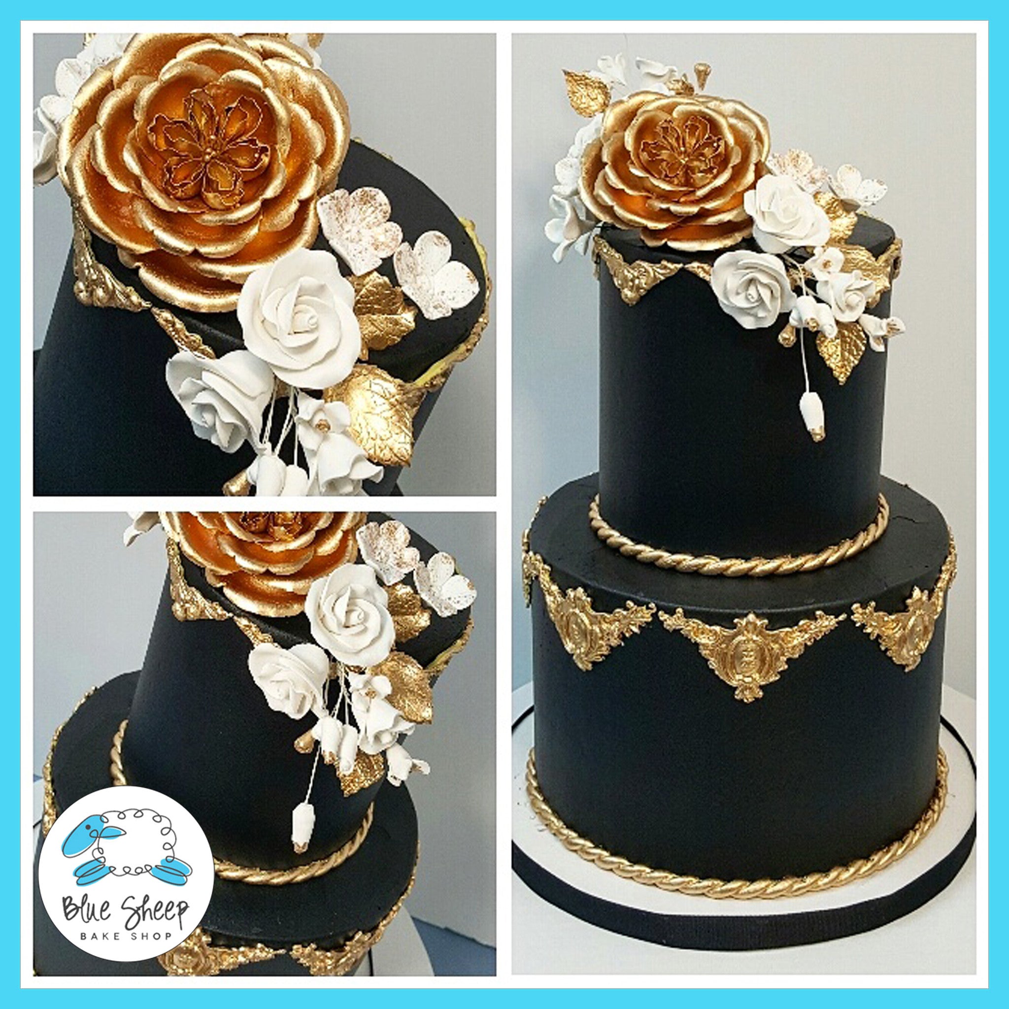 Black And Gold Buttercream Wedding Cake Nj Blue Sheep Bake Shop