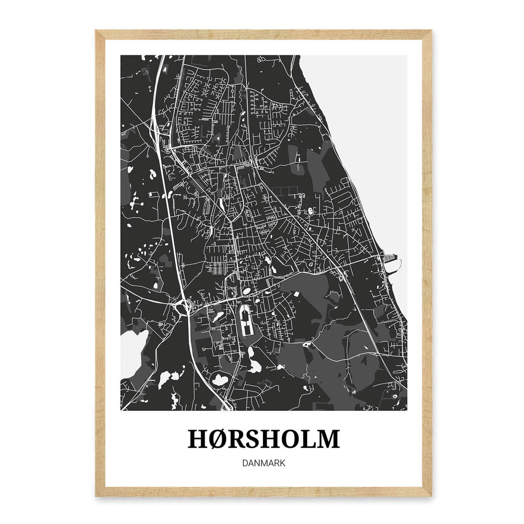 Hørsholm Bykort Plakat Sort Homedecdk