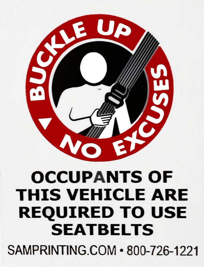 Generic Buckle Up Seat Belts Window Stickers Samprinting