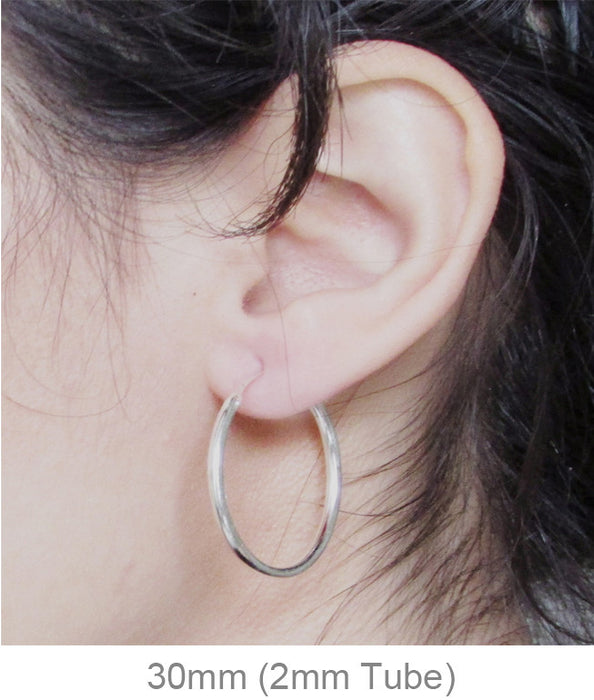 Sterling Silver Hinged Endless Hoop Earrings All Sizes