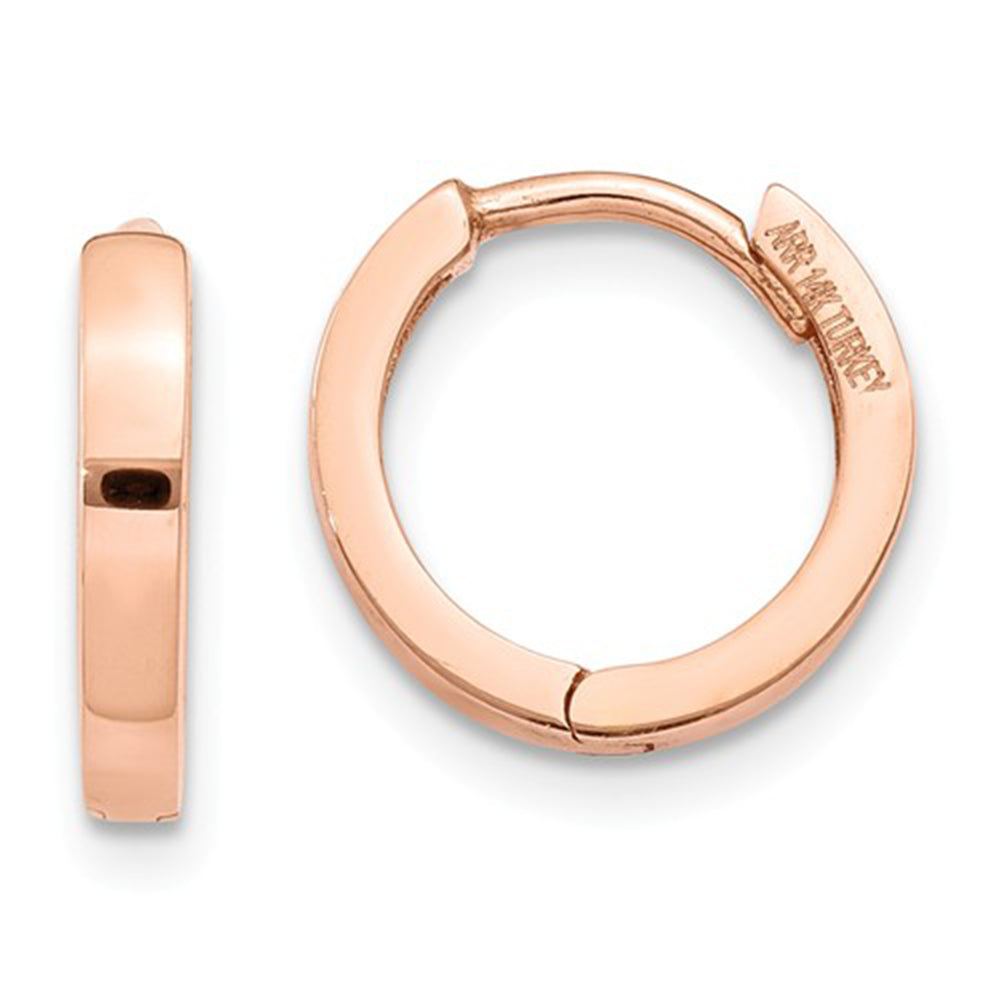 14k Rose Gold Hidden Post Hinged Huggie Hoop Earrings 05in 12mm