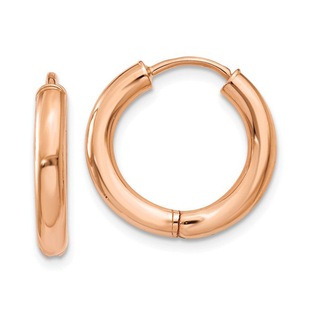 Small 14k Rose Gold Hinged Endless Huggie Hoop Earrings 60 In 15mm