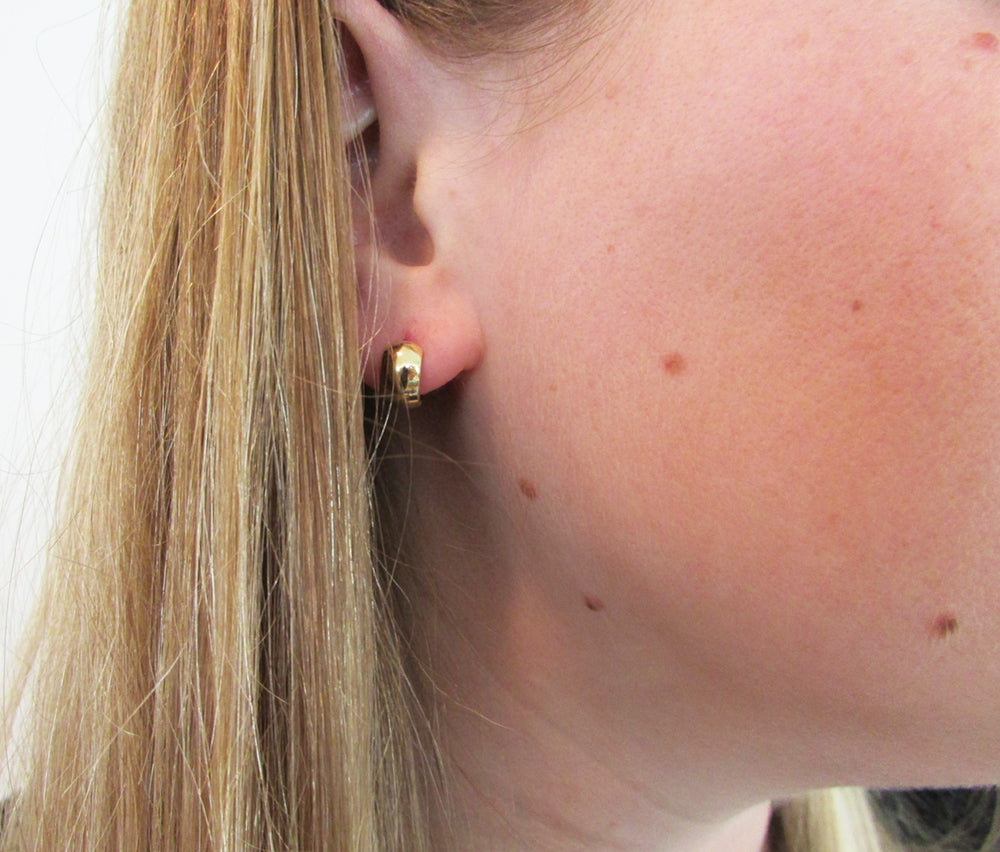 Small 14k Yellow Gold Wide Hinged Huggie Hoop Earrings 40 In 10mm