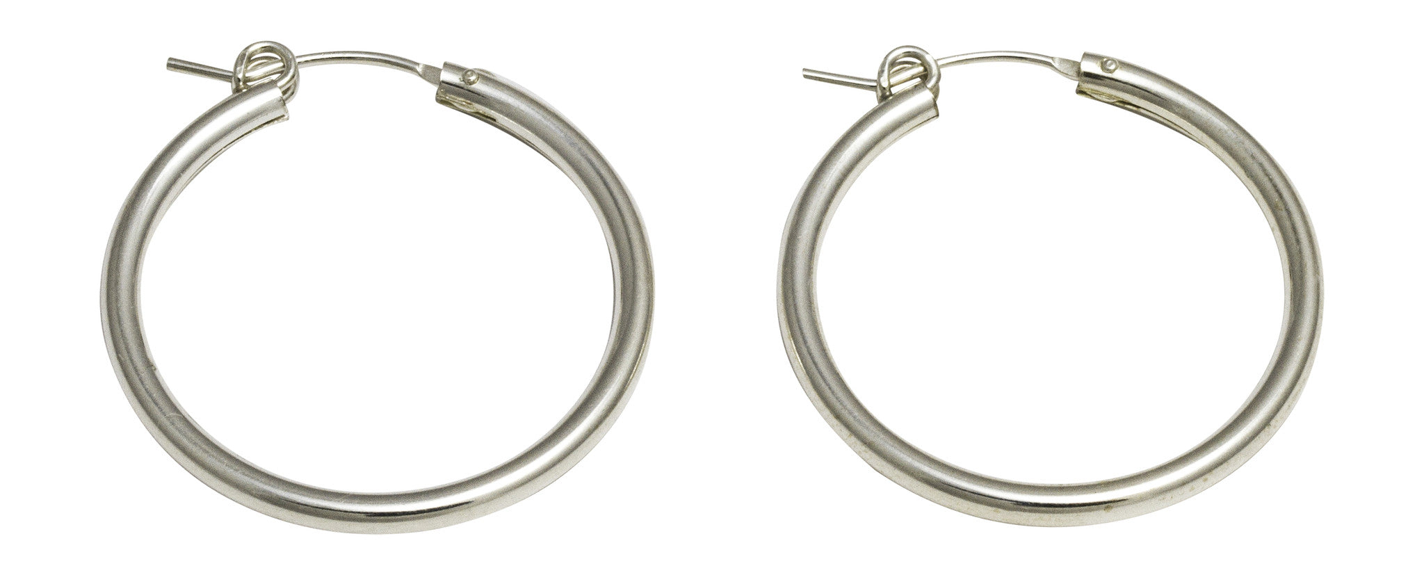 Sterling Silver Click Down Clasp Hoop Earrings 2mm All Sizes